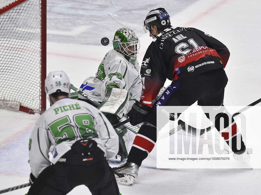 From left Sebastien Piche of Ljubljana, Paavo Holsa - goalie of ...