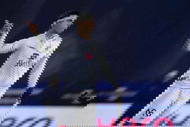 Belgium s Alexander Hendrickx celebrates after scoring the 0-1 goal at ...