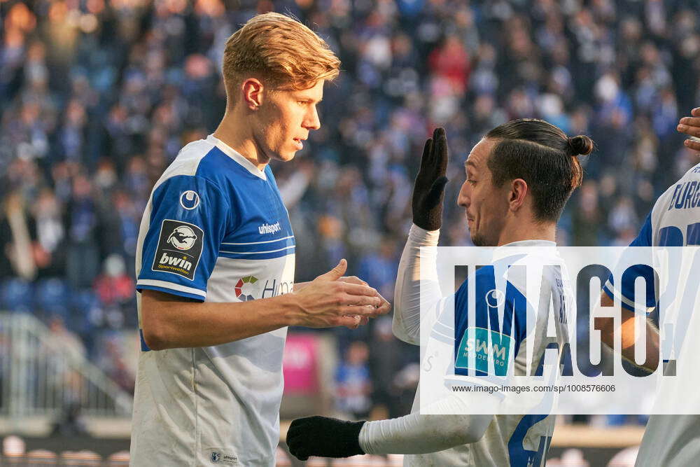 Luca Schuler FCM, 26 left after his goal to 1 0 with Baris Atik FCM, 23 ...