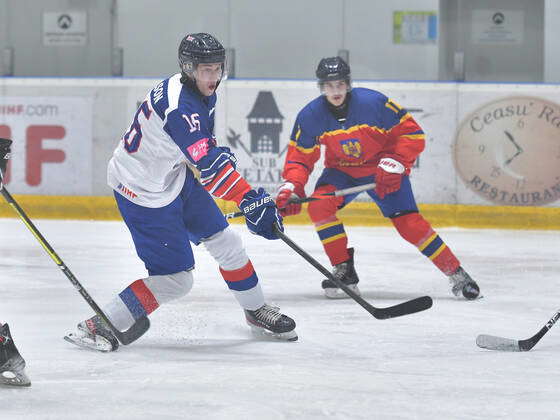 Logan Neilson in the ice hockey match between Great Britain U20 and ...
