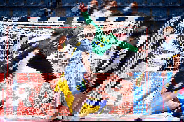 240123 Goalkeeper Andreas Palicka of Sweden during the EHF European ...