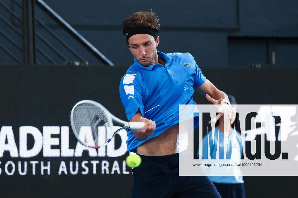 ADELAIDE, AUSTRALIA - JANUARY 15: Arthur Rinderknech of France plays a ...