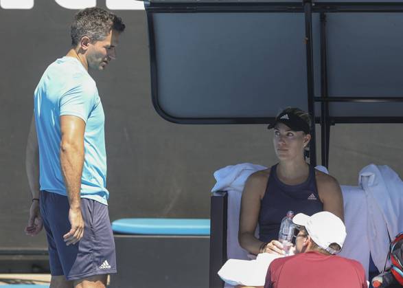 Franco Bianco and Angelique Kerber GER during a training session
