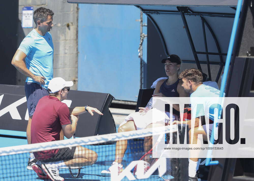 On the left, friend Franco Bianco with Angelique Kerber and team during ...