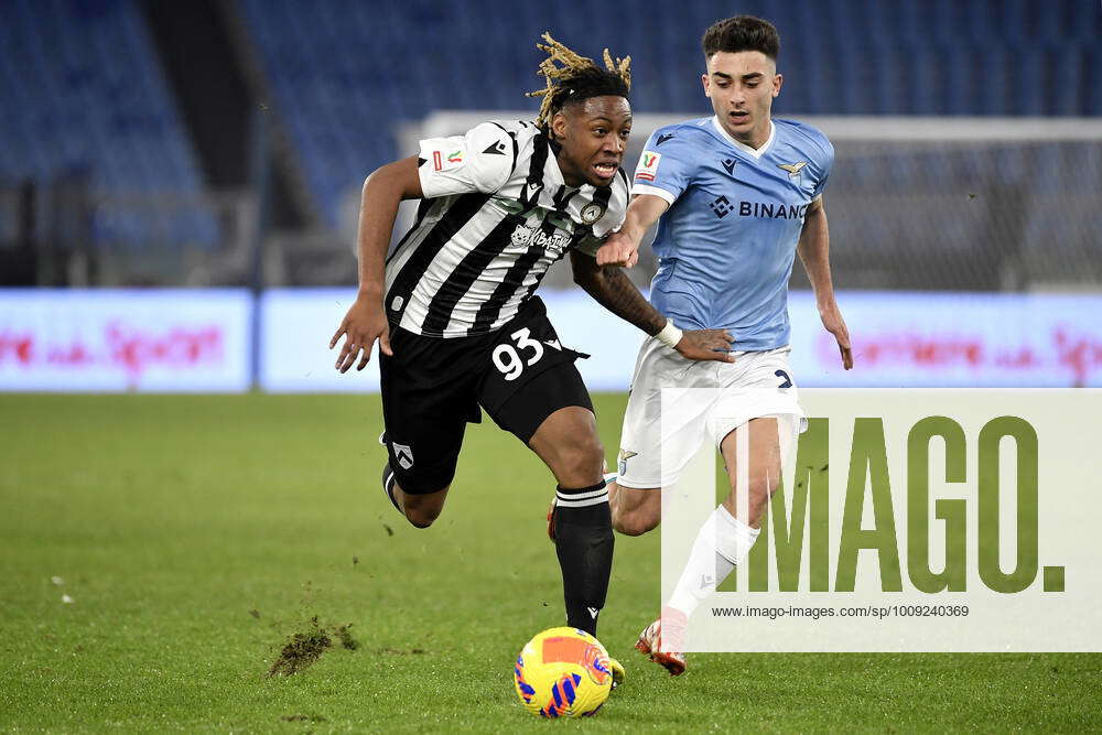 Brandon Soppy of Udinese Calcio and Raul Moro of SS Lazio compete for ...