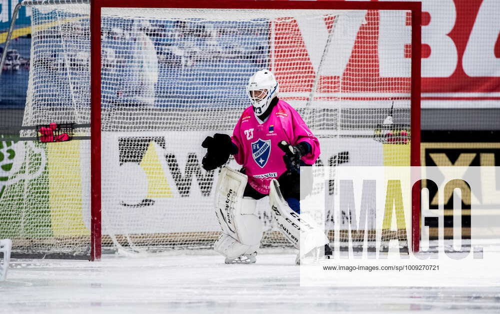 220120 Vänersborgs goalkeeper Kimmo Kyllönen during the bandy match in ...