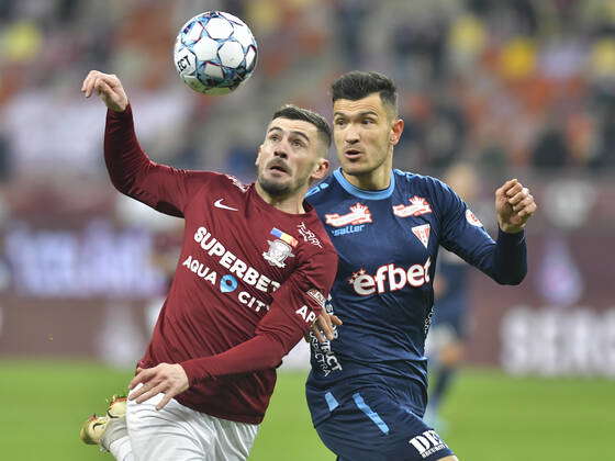 Adrian Ionut Balan and Alexandru Constantin Benga in the football match ...