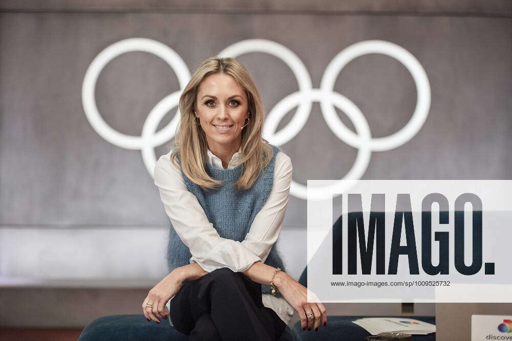 220203 Karin Frick poses for a portrait in Discoverys Olympic studio ...