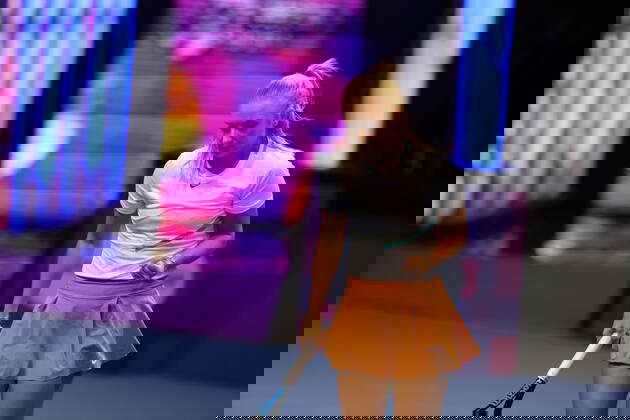 SAINT PETERSBURG, RUSSIA - FEBRUARY 12: Anastasia Potapova during WTA ...