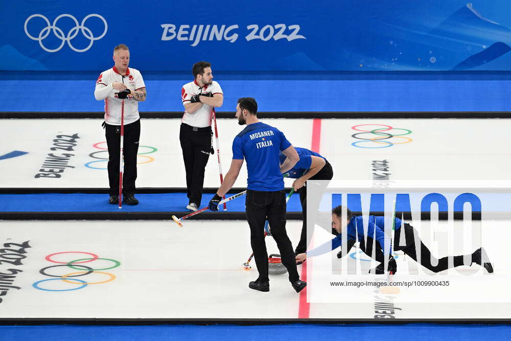 BEIJING, Feb. 16, 2022 -- Joel Retornaz of Italy curls the stone during ...