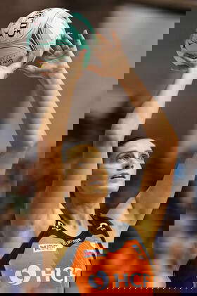 NETBALL TEAM GIRLS CUP, Giants Matisse Letherbarrow in action during ...