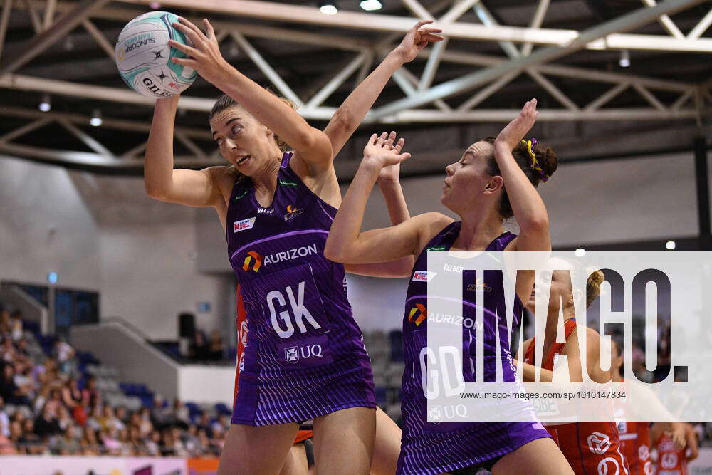 NETBALL TEAM GIRLS CUP, Firebirds Ruby Bakewell-Doran and Kim Jenner in ...