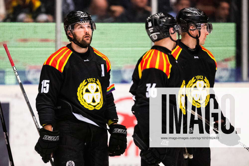 Brynäs Simon Bertilsson depresses during the ice hockey match in the SHL between Brynäs and