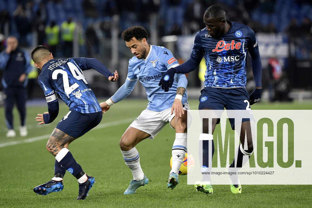 Lorenzo Insigne of SSC Napoli, Felipe Anderson of SS Lazio and Kalidou ...