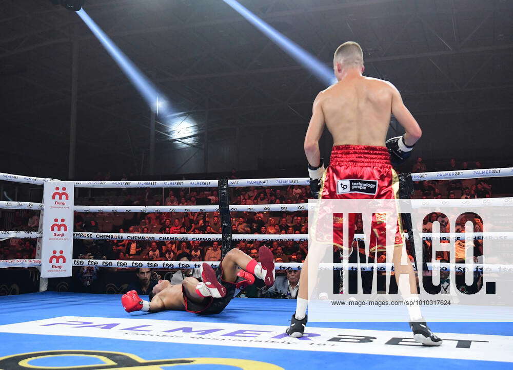 BOXING TSZYU STAHL, Liam Wilson (right) is seen knocking out Joe Noynay (left) of the Philippines