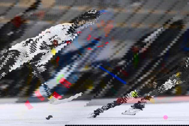 240302 Edsbyns Martin Frid during semi-final one in Elitserien between Västeras and Edsbyn on