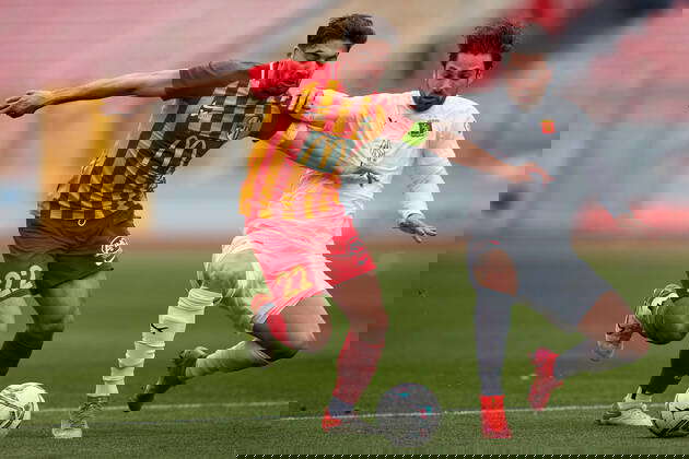 Cain Attard (L) of Birkirkara vies for the ball with Rowen Muscat (R ...