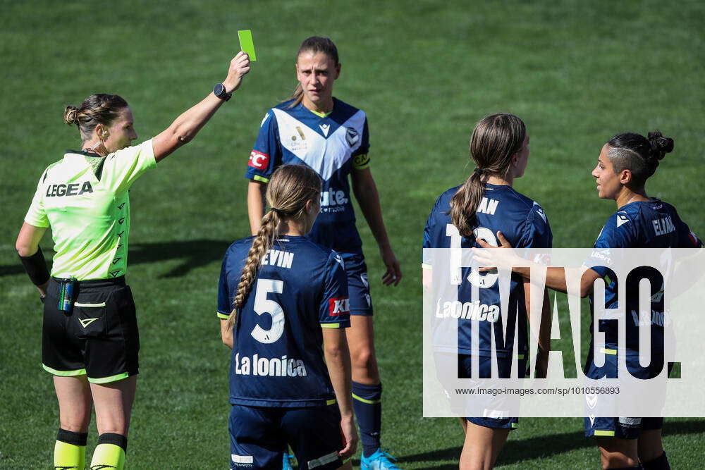 ALEAGUE WOMEN ADELAIDE VICTORY, Polly Doran of Victory gets a yellow ...