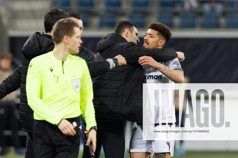 PAOK s Douglas Augusto celebrates after scoring during a soccer match ...