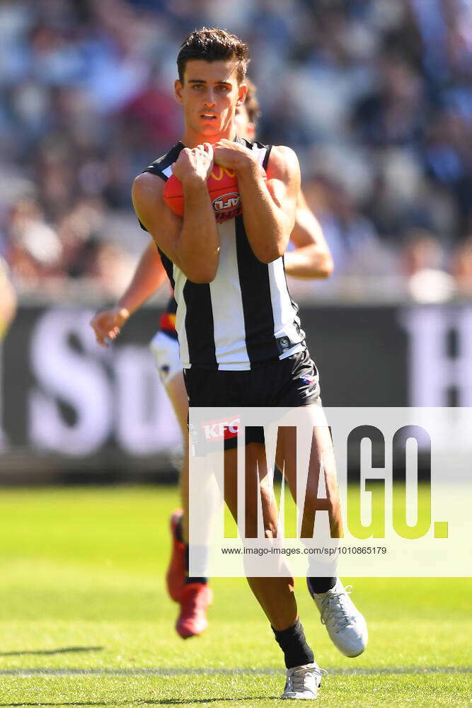 AFL MAGPIES CROWS, Nick Diacos of Collingwood marks the footy during ...