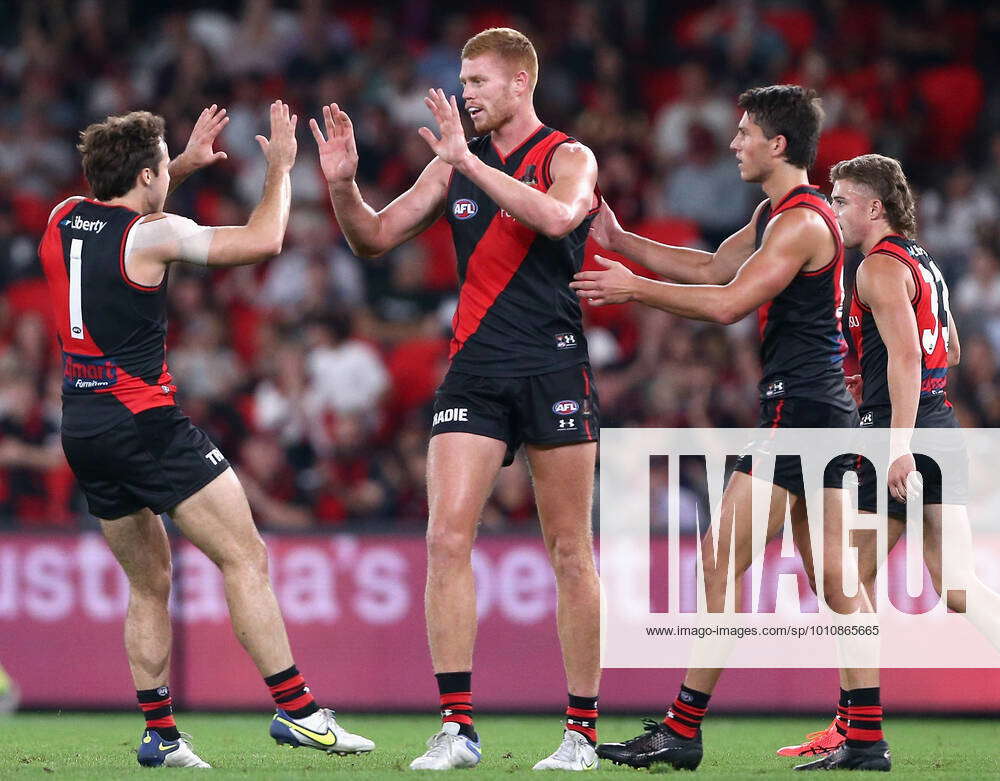 AFL BOMBERS LIONS, Peter Wright of the Bombers celebrates a goal during ...
