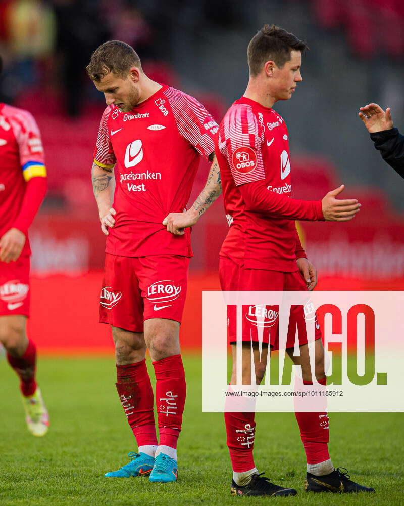 220409 Andreas Skovgaard Larsen and Mathias Knutsen Rasmussen of Brann looks dejected after the