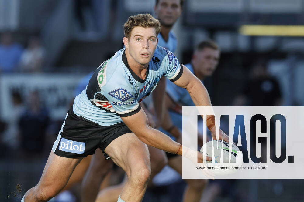 NRL SHARKS TIGERS, Blake Brailey of the Sharks looks to pass the ball ...