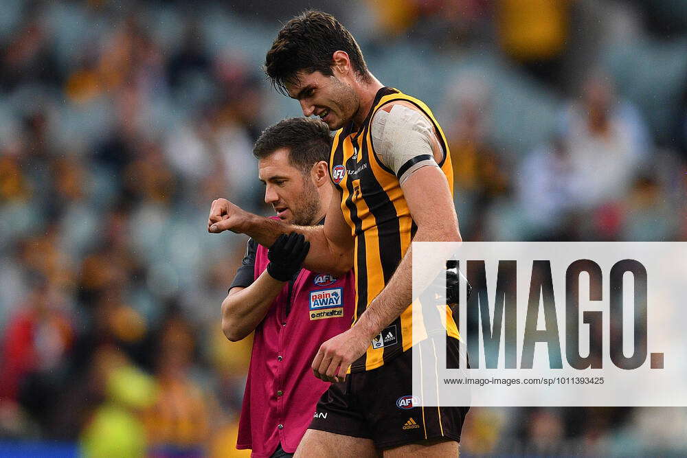 AFL HAWKS CATS, Ned Reeves of Hawthorn exits the field after ...