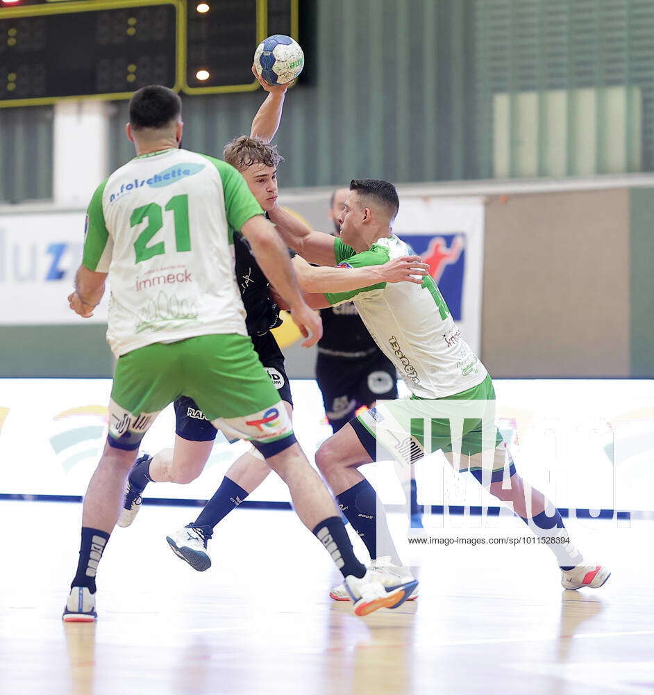Tom Krier Esch 5 in duel with Ben Weyer Berchem 10 Handball, AXA League ...
