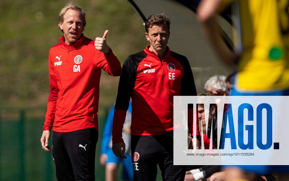 220423 Hittarps assistant coach Gustaf Andersson and coach Erik Edman ...