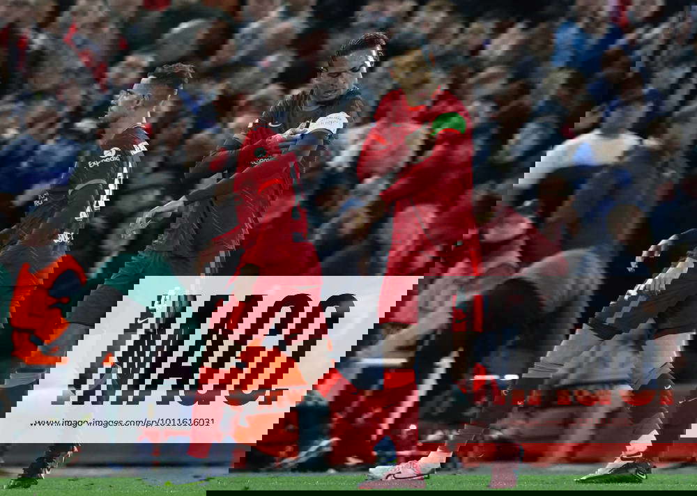 Liverpool, England, 27th April 2022. Virgil van Dijk of Liverpool puts ...