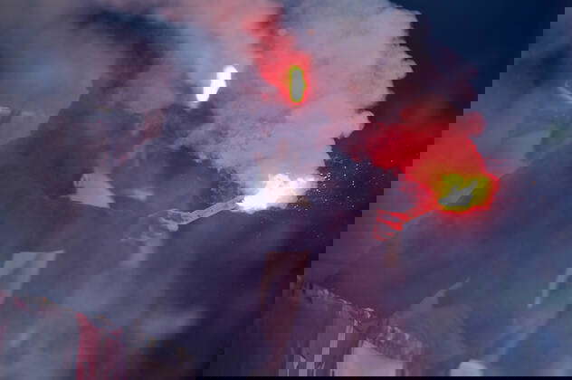 Hooded man with pyro torch in hand, FC Lugano FC St Gallen, Swiss Cup ...