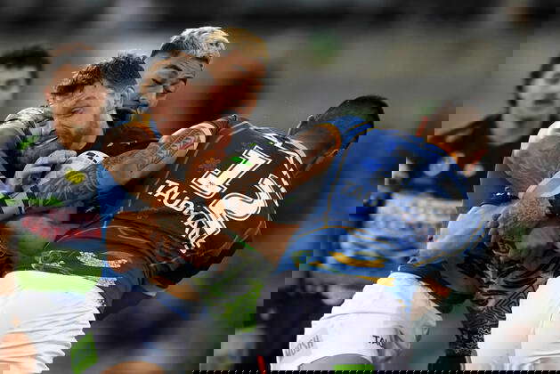 NRL RAIDERS EELS, Elliot Whitehead of the Raiders scores a try during the Round 5 NRL match between