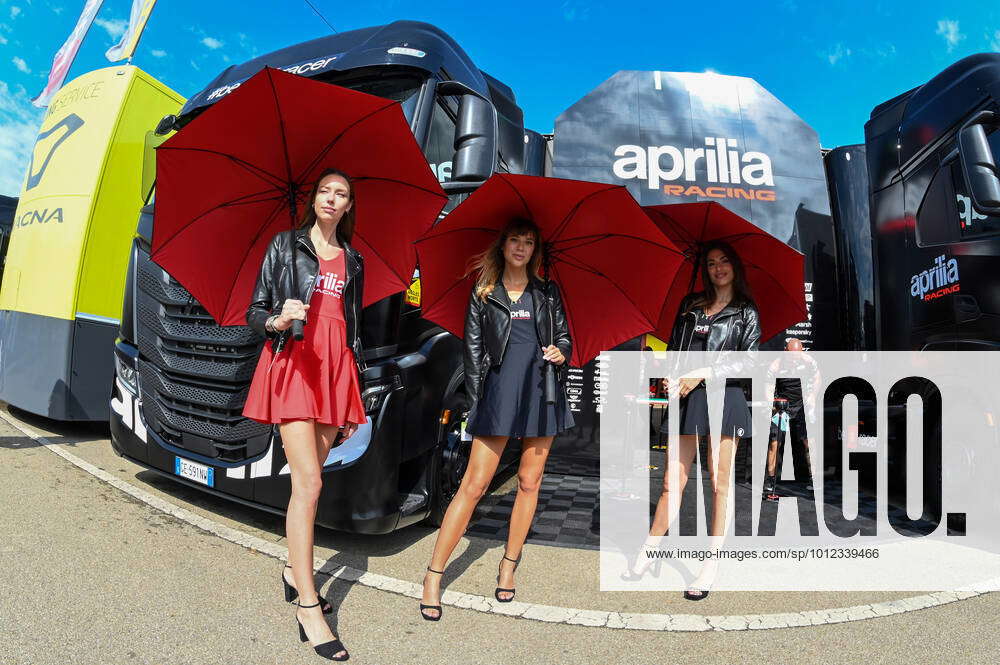 Aprilia Racing Aprilia Grid girl stroll around the paddock during Gran ...