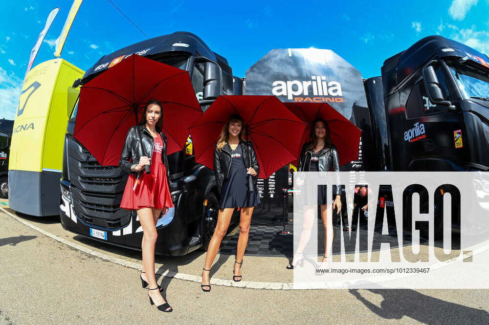 Aprilia Racing Aprilia Grid girl stroll around the paddock during Gran ...