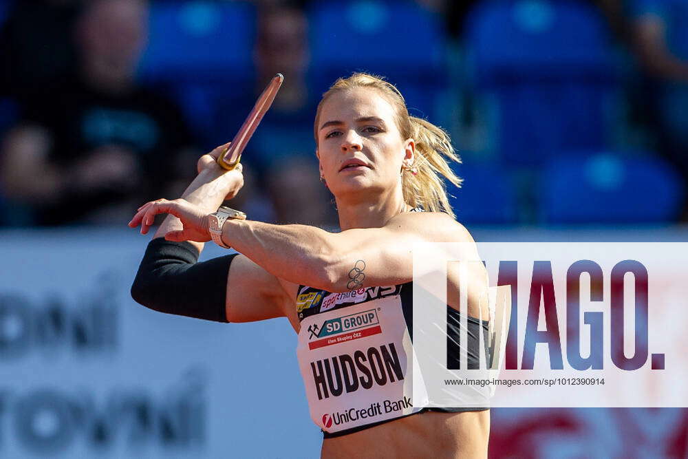 Austrian javelin thrower Victoria Hudson competes during Golden Spike ...
