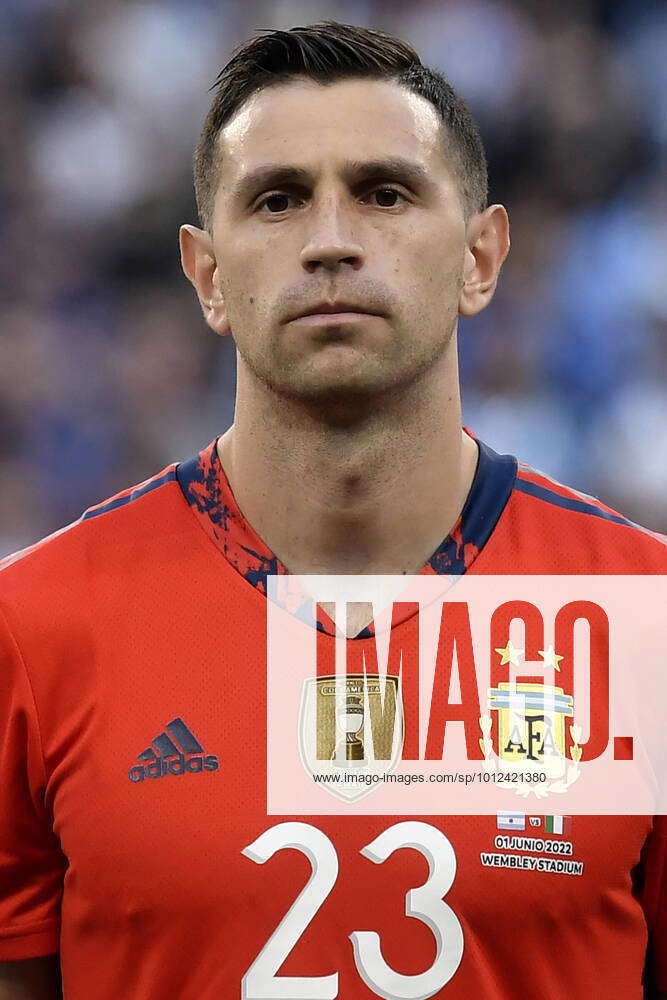 Emiliano Martinez of Argentina looks on during the Finalissima trophy ...