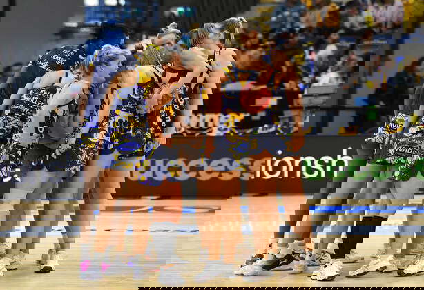 SUPER NETBALL LIGHTNING MAGPIES, Lightning Coach Kylee Byrne (left) and ...