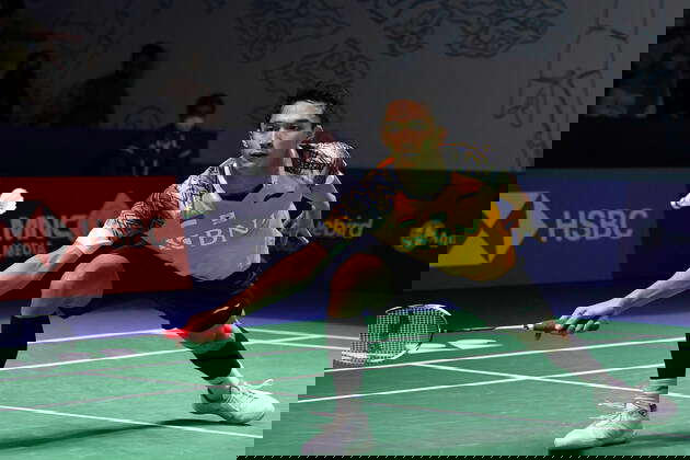 220616 JAKARTA, June 16, 2022 Xinhua Xinhua Indonesia s Jonatan Christie hits a return during the