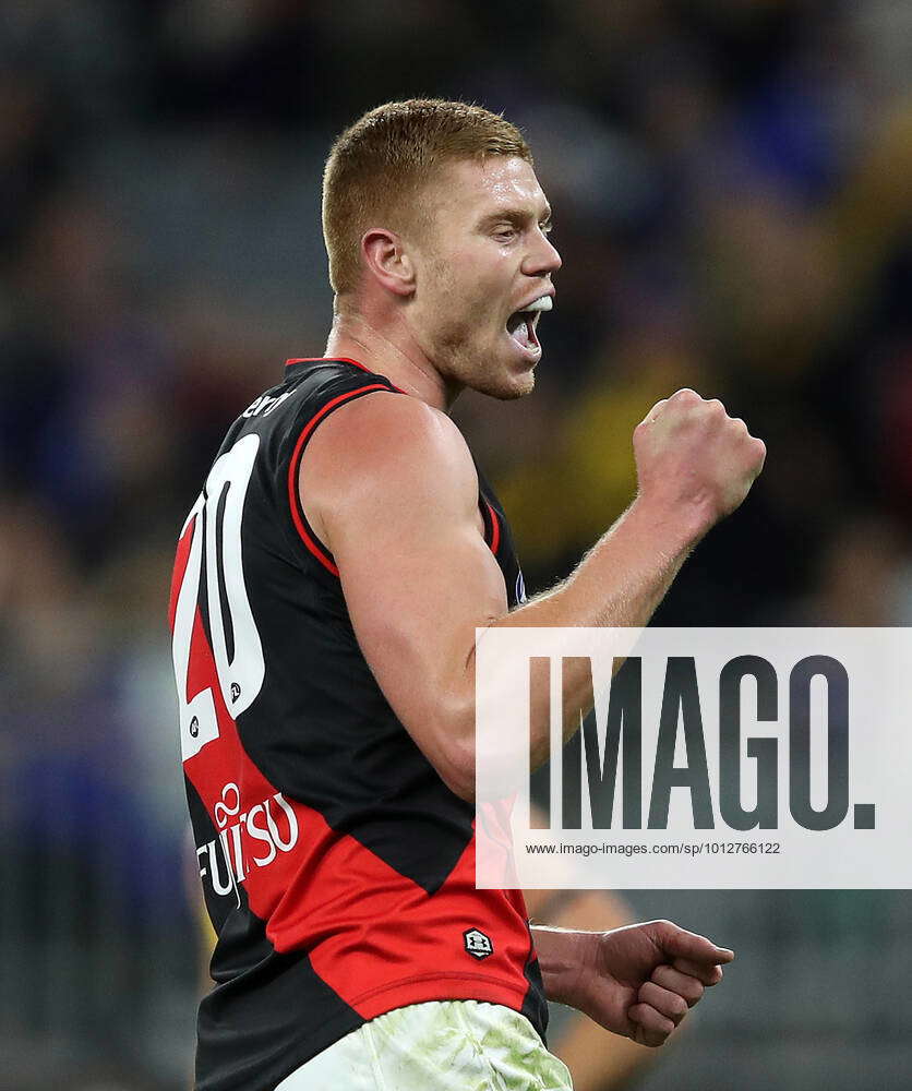 AFL EAGLES BOMBERS, Peter Wright of the Bombers celebrates kicking a ...