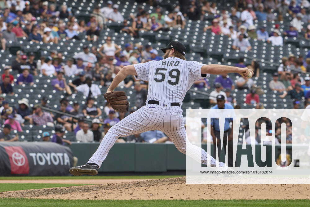 July 14 2022: Colorado pitcher Jake Bird (59) throws a pitch during the ...
