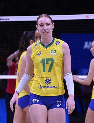 Julia Isabelle Bergmann of Brazil during the Womens Volleyball Nations ...