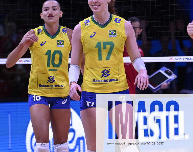 Gabi (10) and Julia Isabelle Bergman (17) of Brazil during the Womens ...