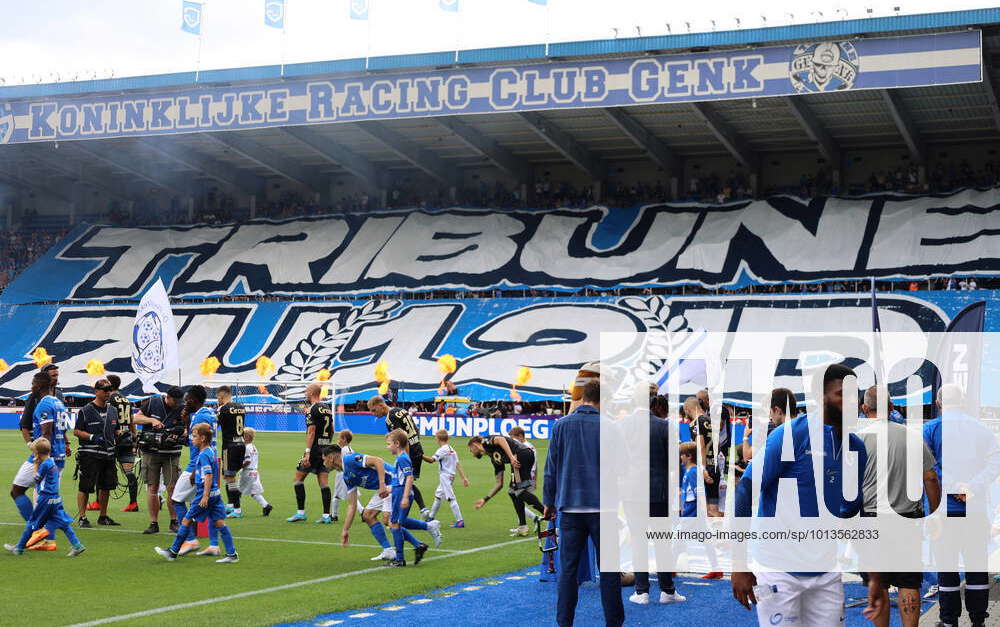 Tifo Tribune Zuid, fans of KRC Genk, in the home game against Standard ...