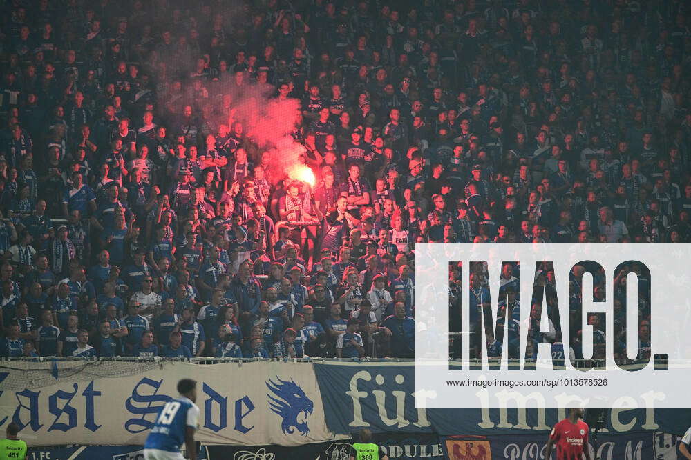 Pyrotechnics Pyro in Magdeburg fan block, 1 FC Magdeburg vs Eintracht ...