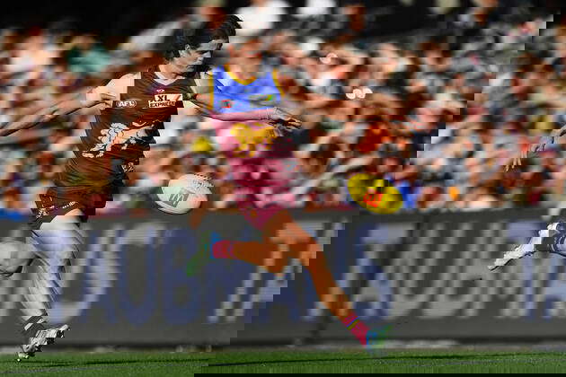 AFL LIONS BLUES, Jarrod Berry of the Lions kicks the ball during the ...