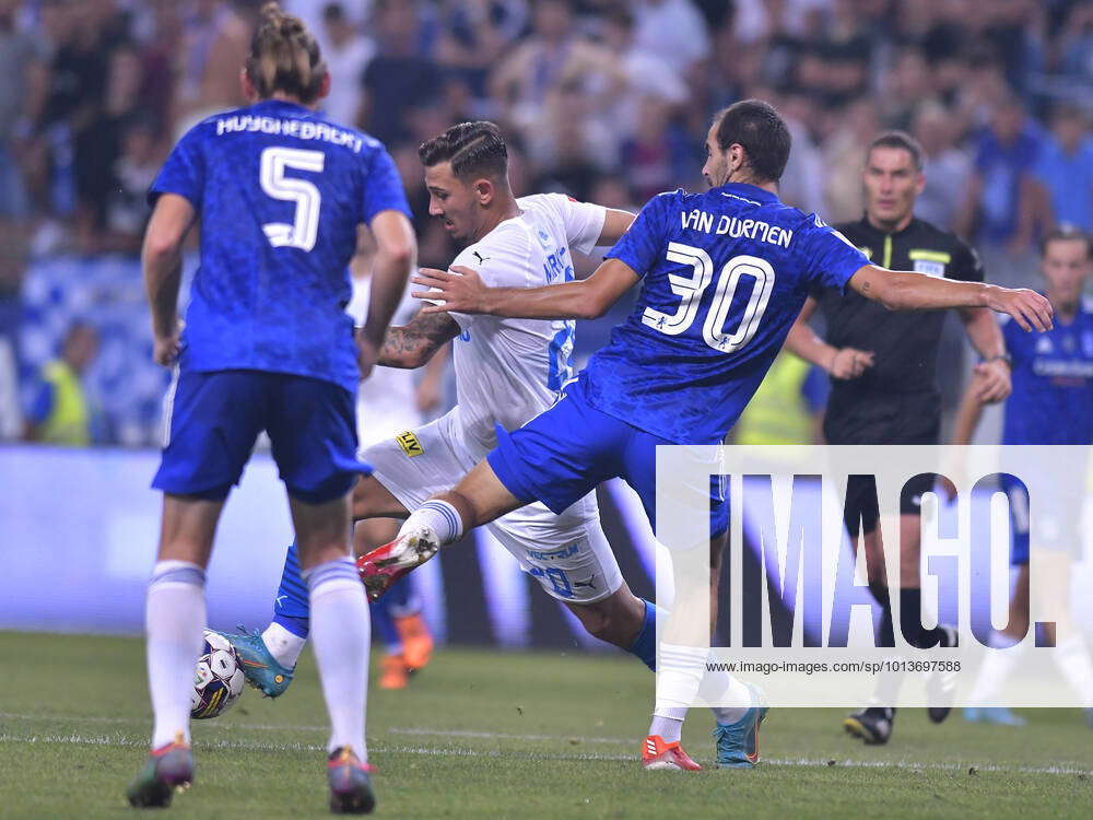 Jovan Markovic and Andre P Benjamin Van Durmen in the football match ...