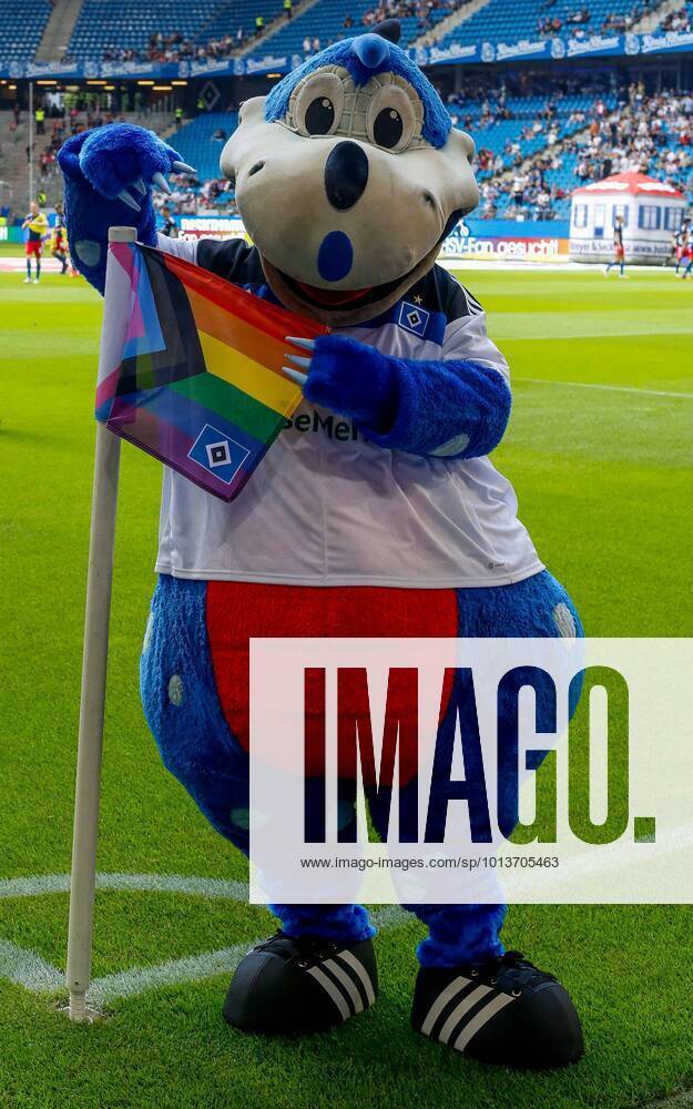 HSV mascot Dino Hermann poses at Christopher Street Day CSD with the ...