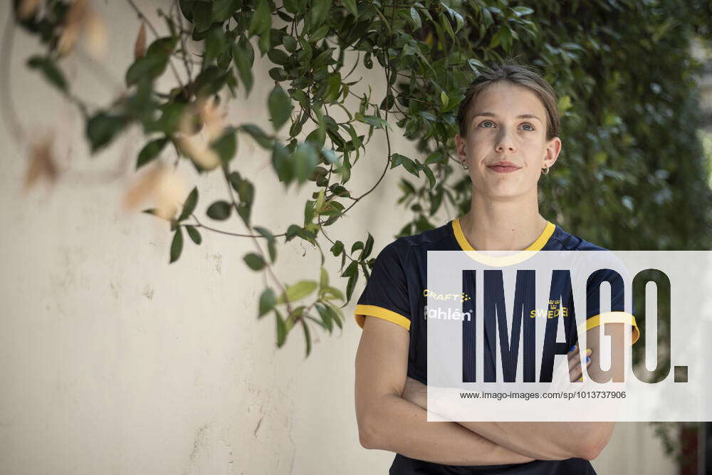 220810 Julia Mansson pose for a portrait at a press meet with Sweden ...