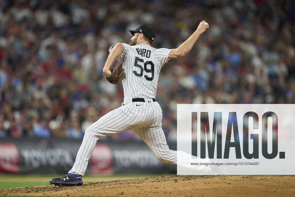 August 9 2022: Colorado pitcher Jake Bird (59) throws a pitch during ...